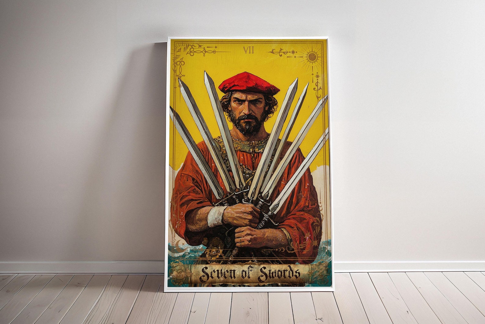 Seven of Swords Print Tarot Card Art Poster Suit of Swords 7 Canvas ...