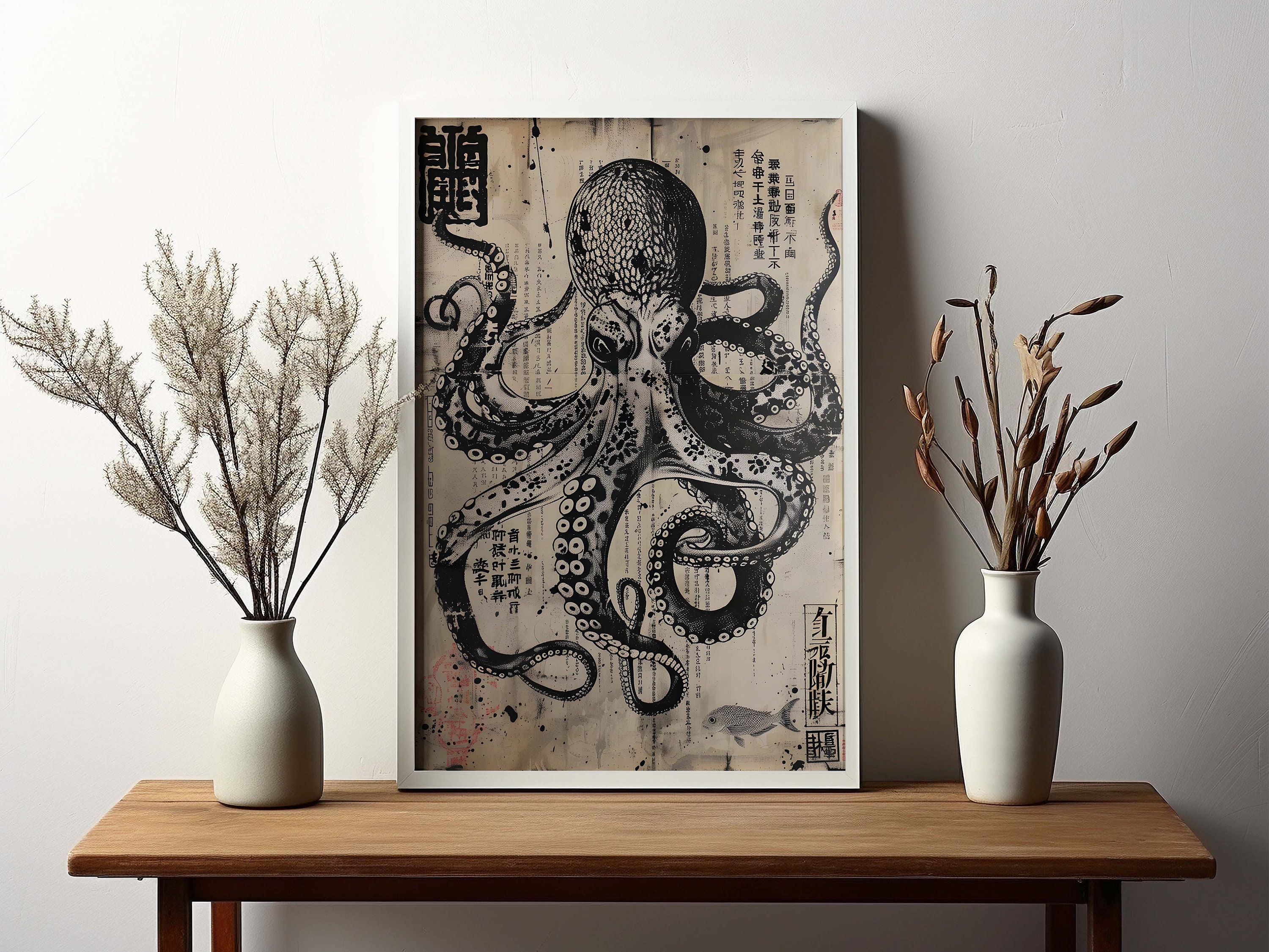 Octopus Silk Screen Poster Ukiyo-e Print Traditional Eastern Art Print ...