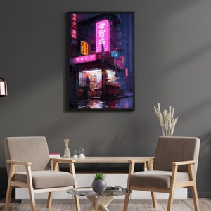Cyberpunk Corner Store Print Cyber Punk Wall Art Club Neon Poster Cyber ...