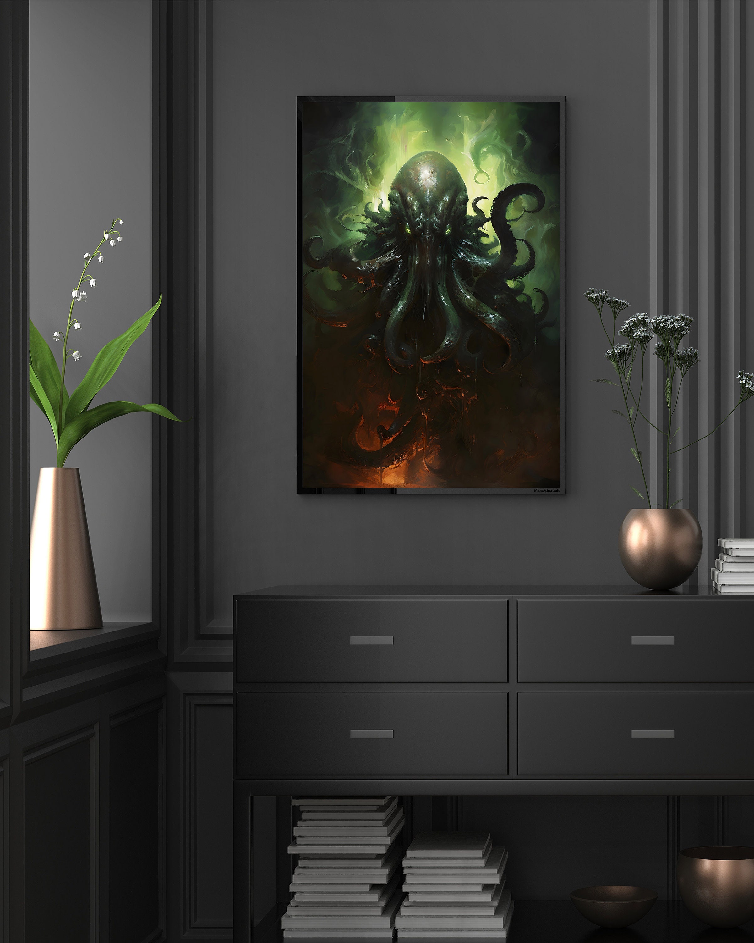 Cthulhu Lovecraft Print Great Old One Art Poster Dark Gods Canvas ...