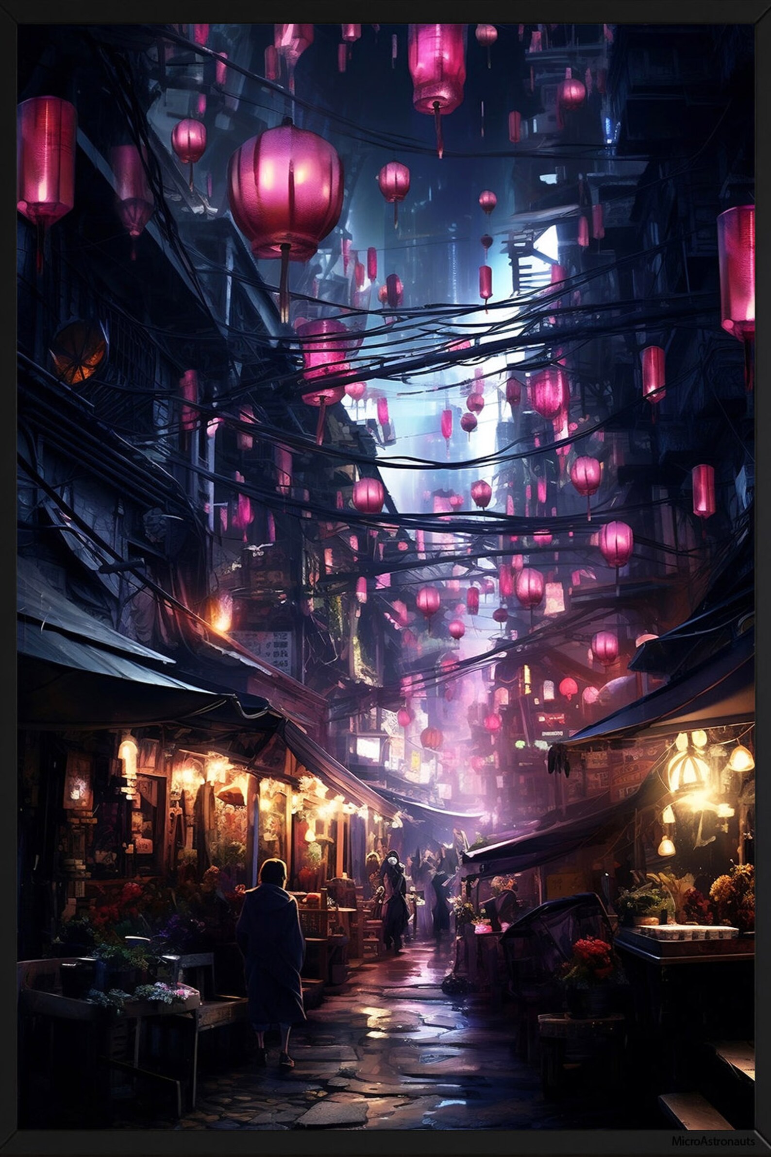 Cyberpunk Flea Market Print Cyber Punk Wall Art Red Lantern Poster ...