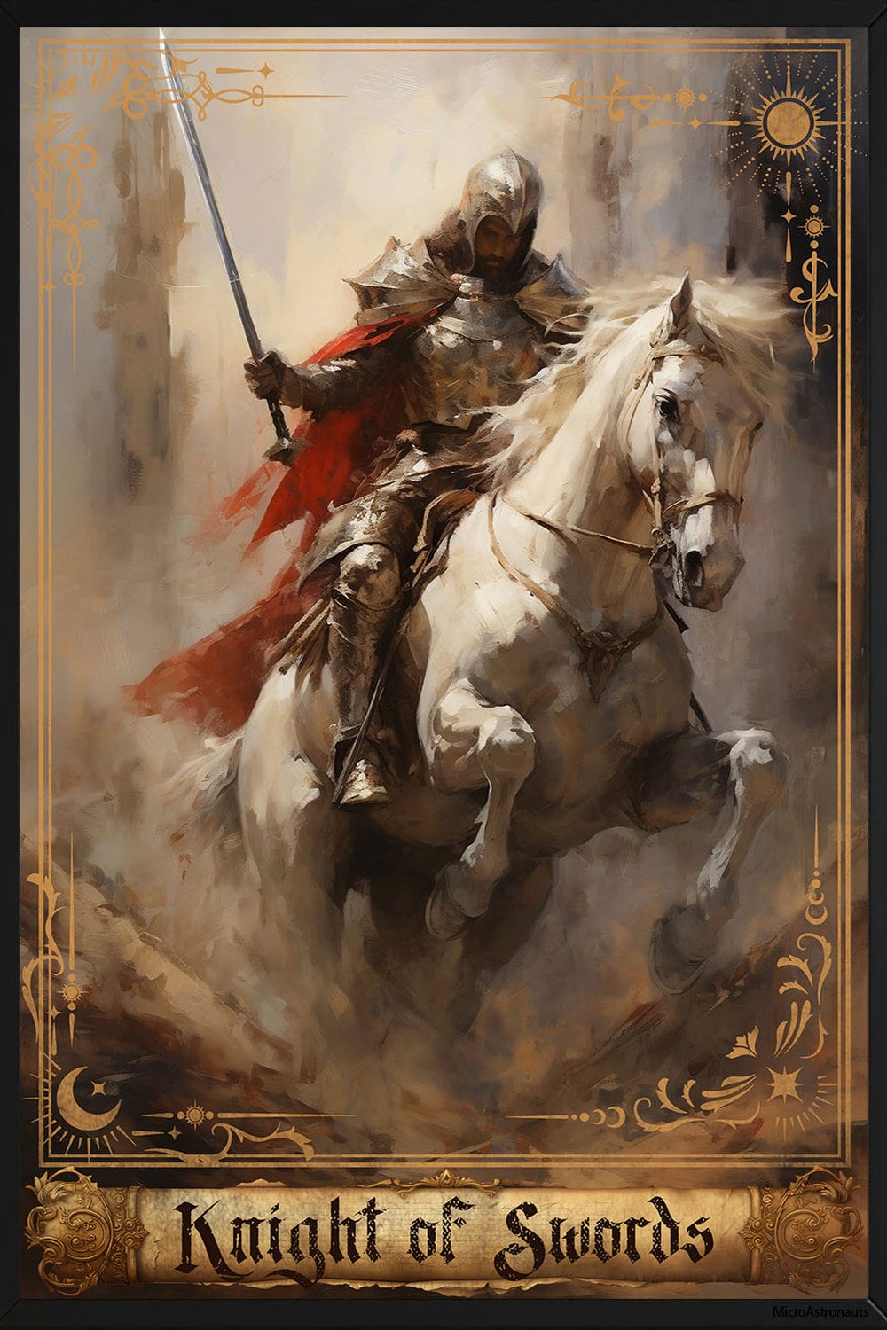 Knight of Swords Print Tarot Card Art Poster Suit of Swords Canvas ...