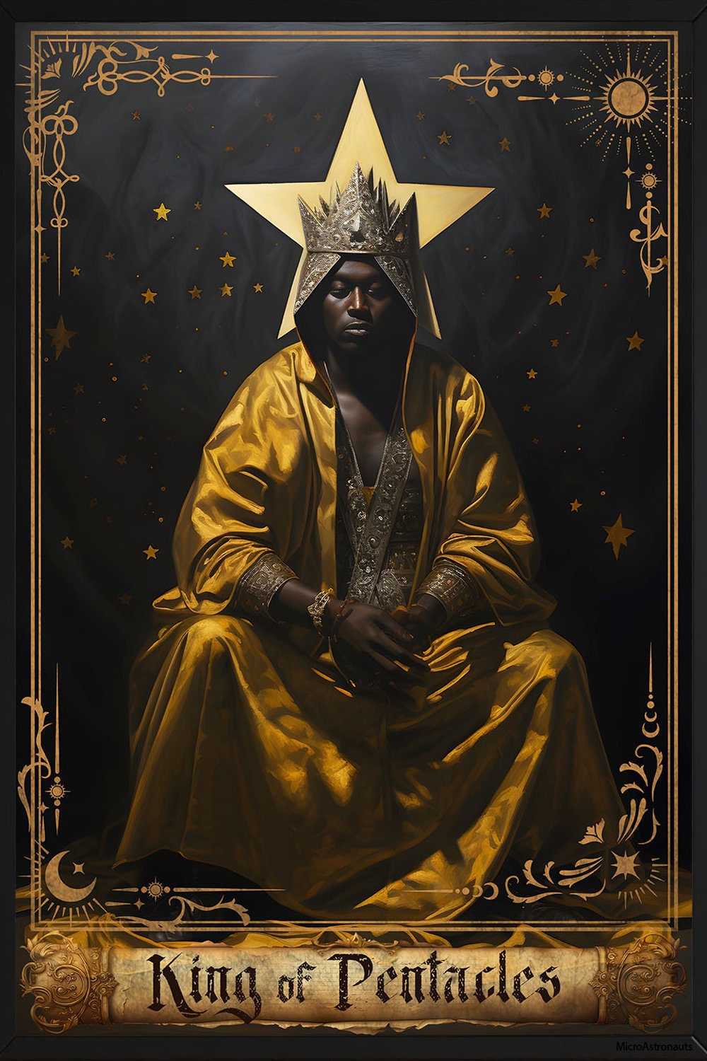 King of Pentacles Print Tarot Card Art Poster Major Arcana Canvas ...
