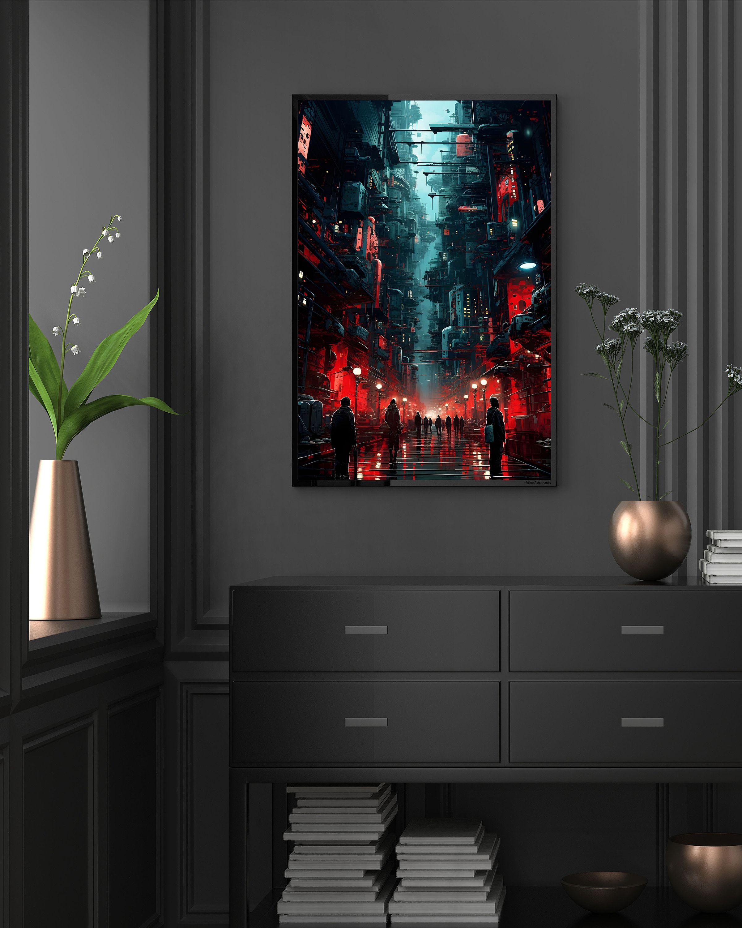 Cyberpunk Metropolis Print Futuristic Dark Poster Cyber Punk Wall Art ...