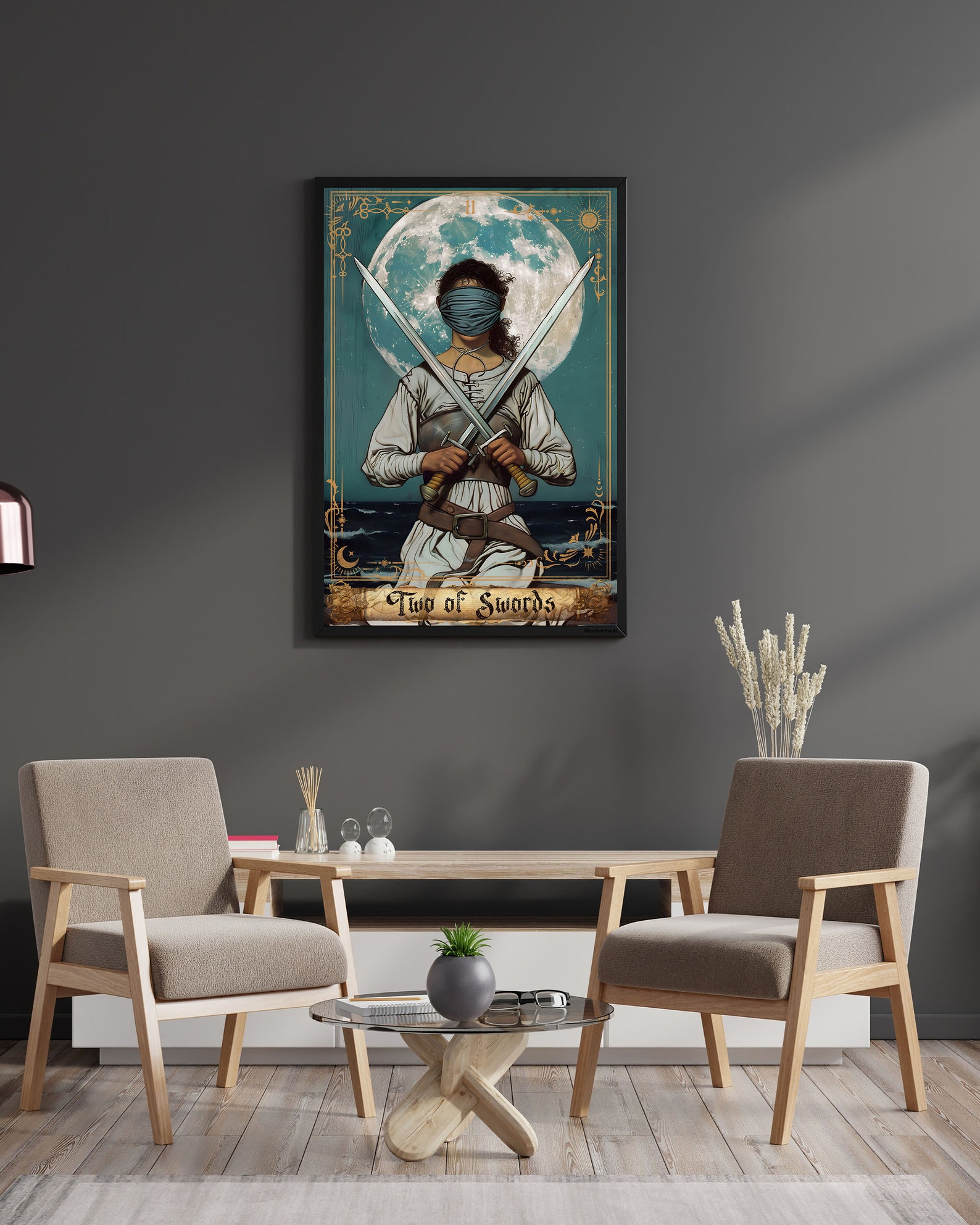 Two of Swords Print Tarot Card Art Poster Suit of Swords Canvas ...