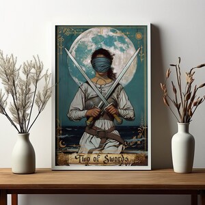 Two of Swords Print Tarot Card Art Poster Suit of Swords Canvas ...