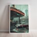 Retro Post Apocalyptic Print Vintage 50's Car Wall Art Fallout Town ...