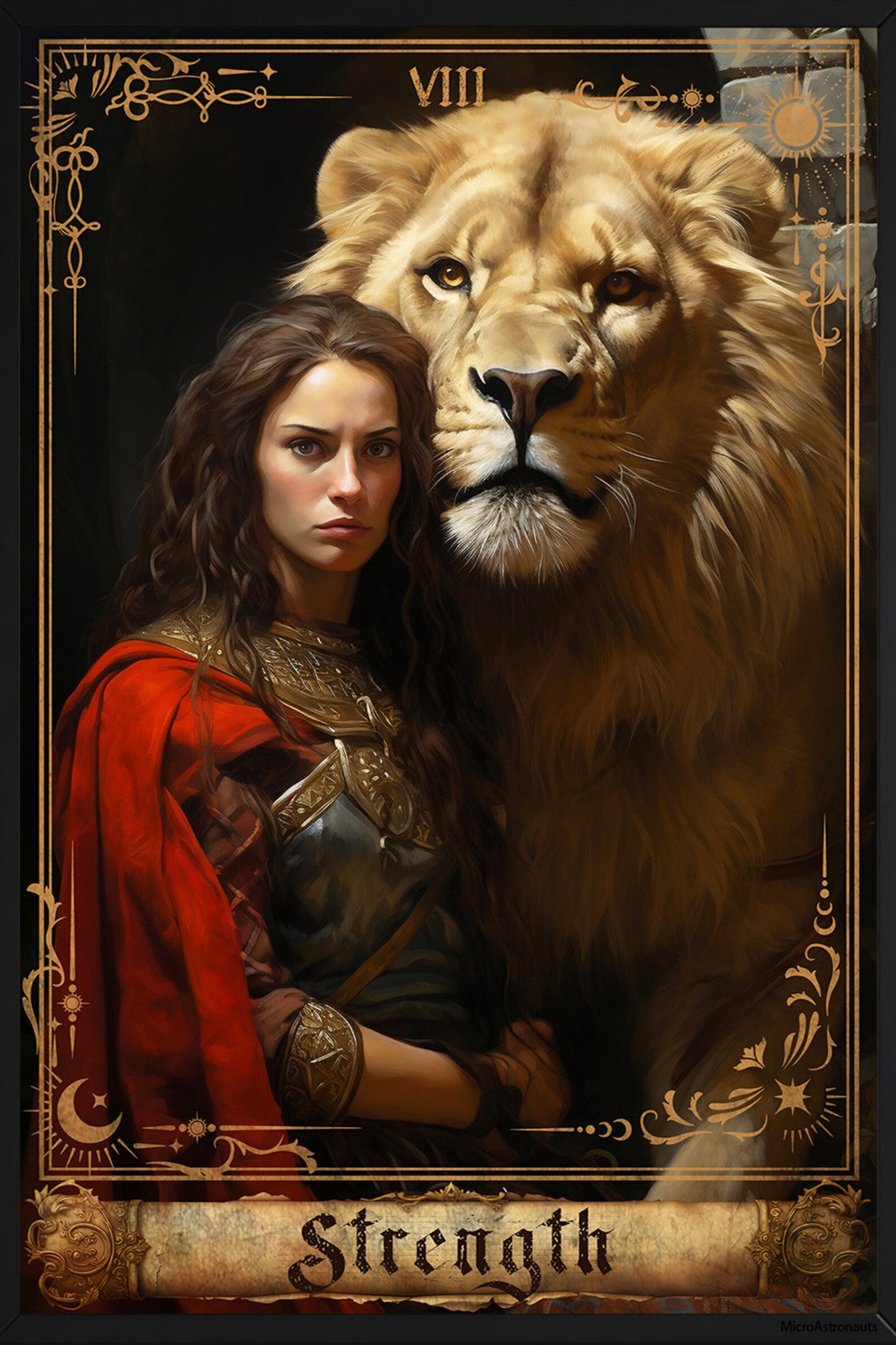 Strength Tarot Card Poster Art Tarots Cards Major Arcana Print Strength ...