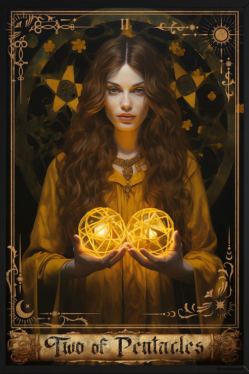 Two of Pentacles Print Tarot Card Art Poster Suit Pentacles Canvas ...