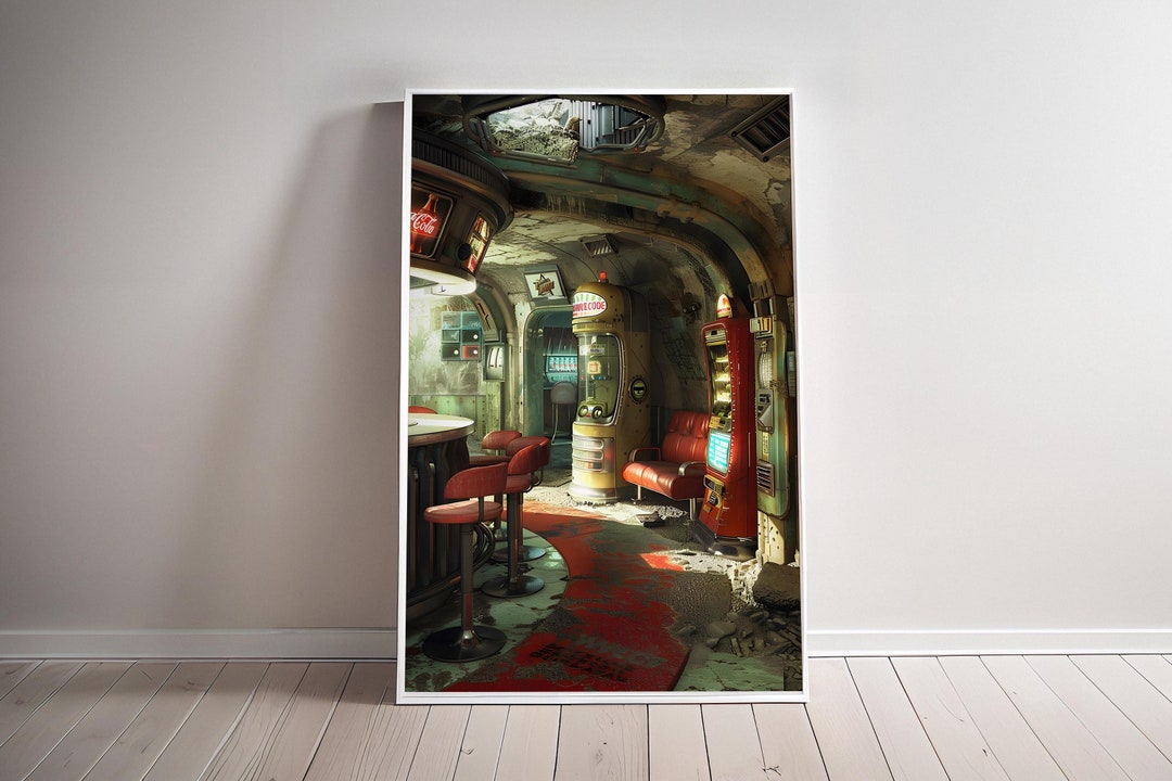 Retro Futuristic Bunker Print Vintage 50s Retrofuturism Wall Art ...