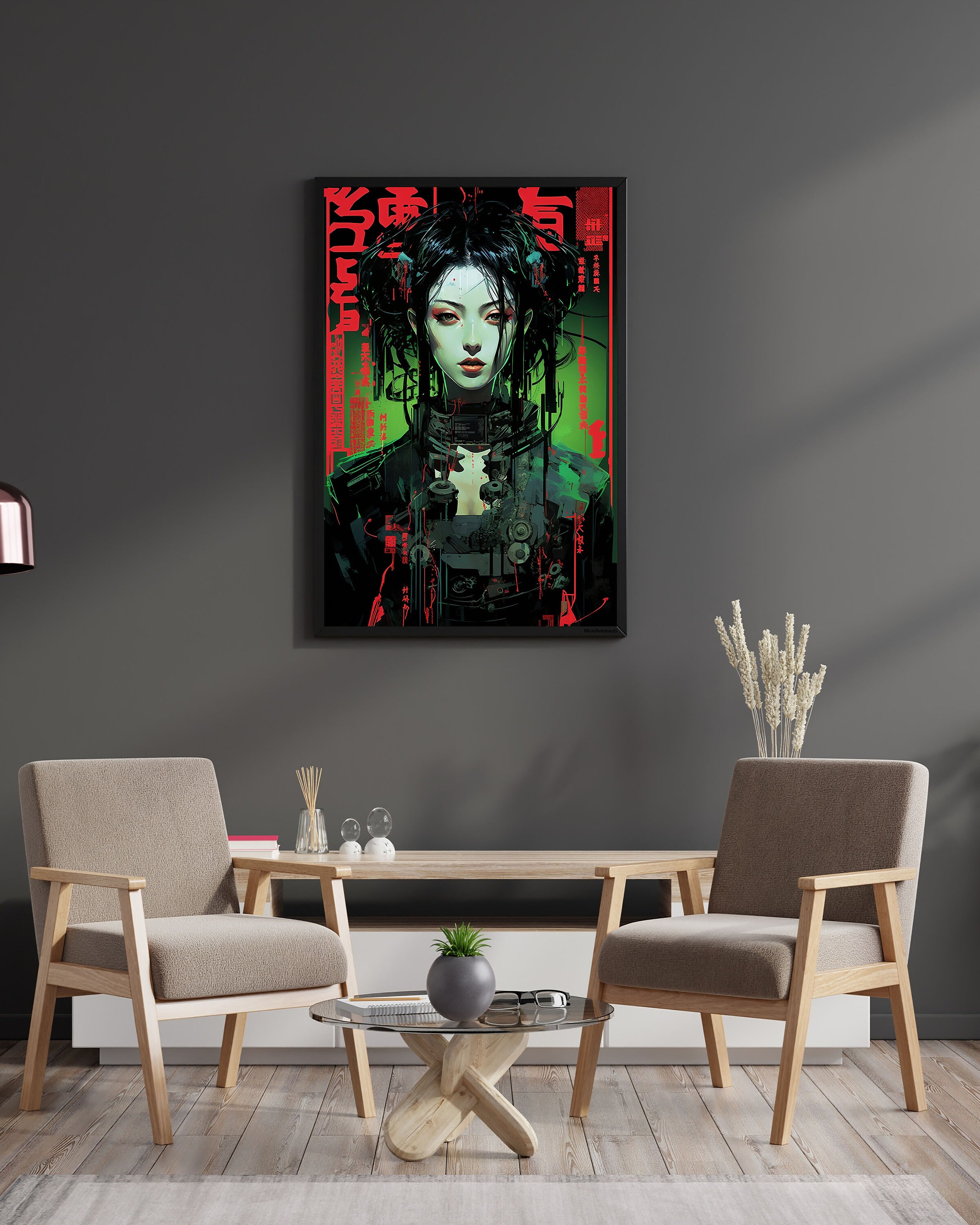 Cyberpunk Shadow Runner Print Cyber Punk Wall Art Geisha Poster Decor ...