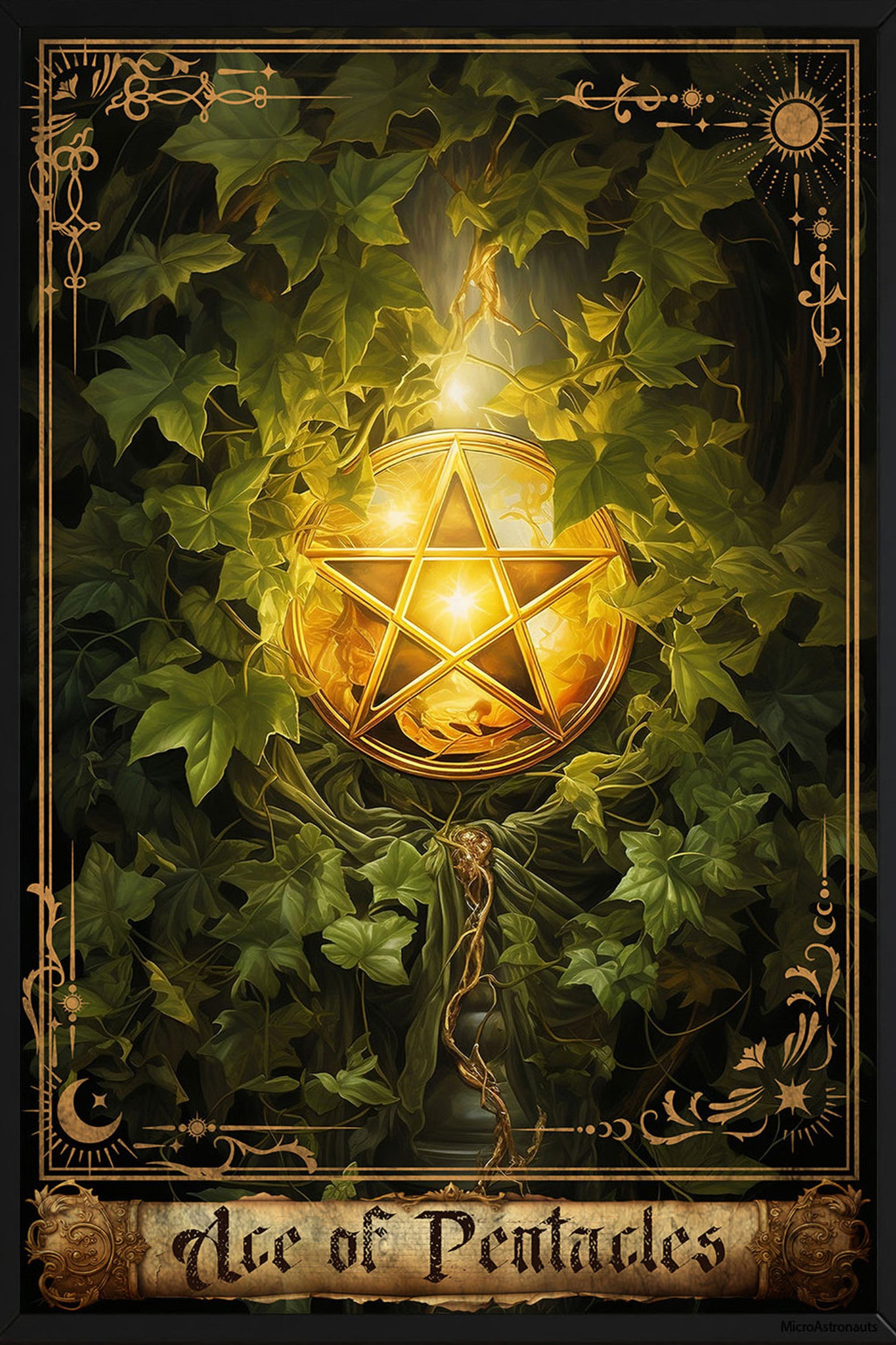 Ace of Pentacles Print Tarot Card Art Poster Suit Pentacles Canvas ...