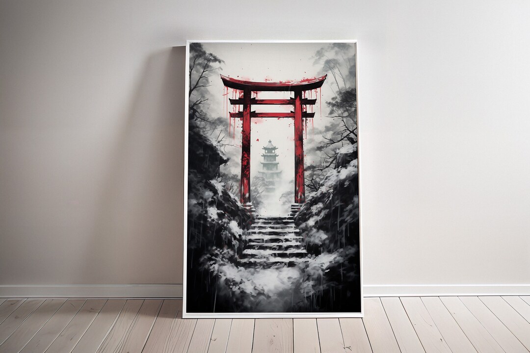 Torii Gate Day Poster Japanese Art Print Feudal Japan Canvas Edo Era ...