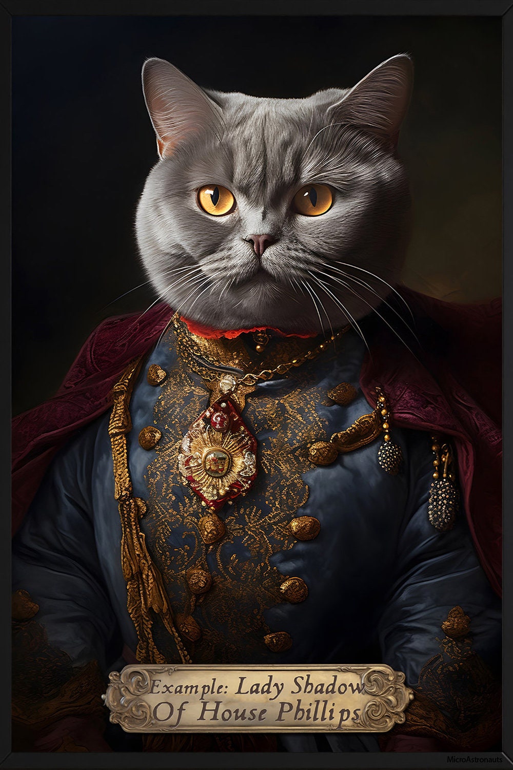 Personalized British Shorthair Cat Print Regal Renaissance Poster ...
