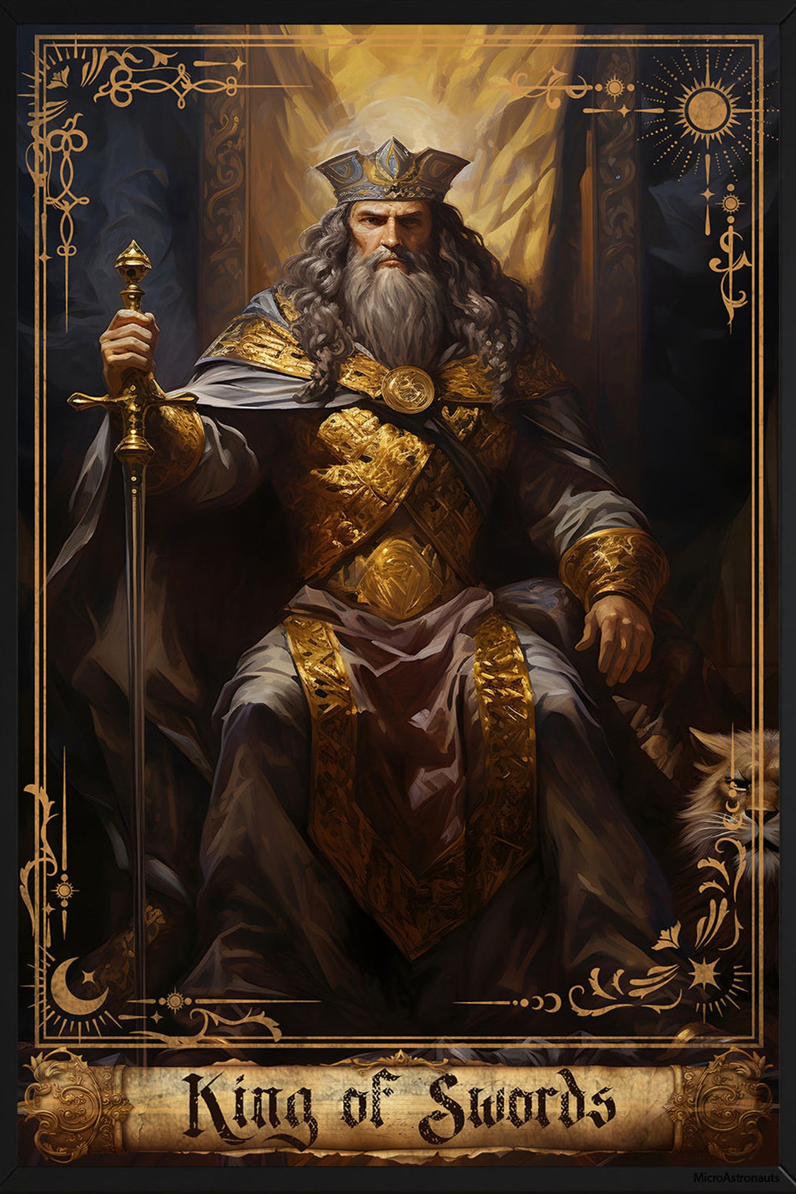 King of Swords Print Tarot Card Art Poster Suit of Swords Canvas ...