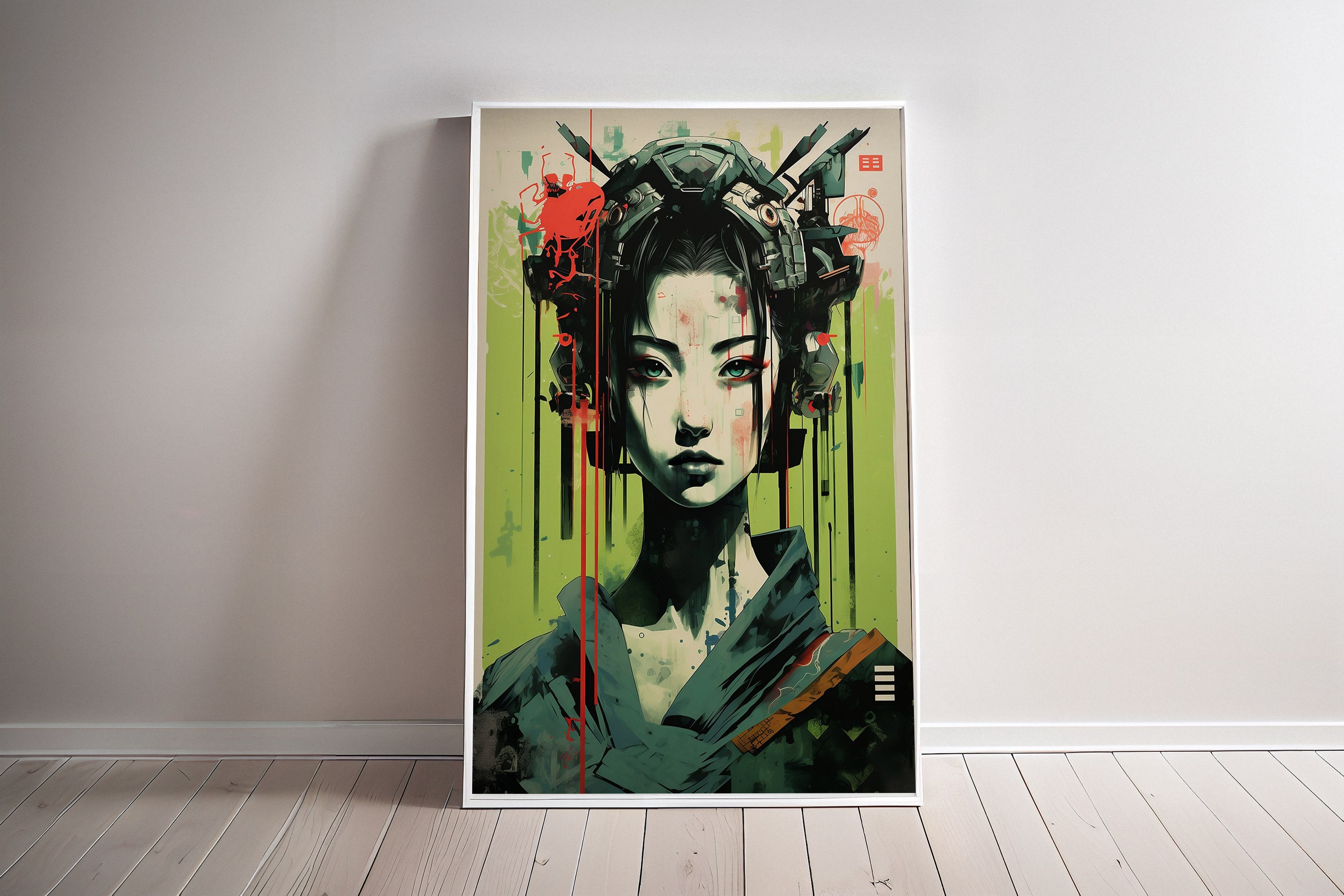 Cyberpunk Geisha Print Cyber Punk Wall Art Geisha Poster Cyber Punk ...
