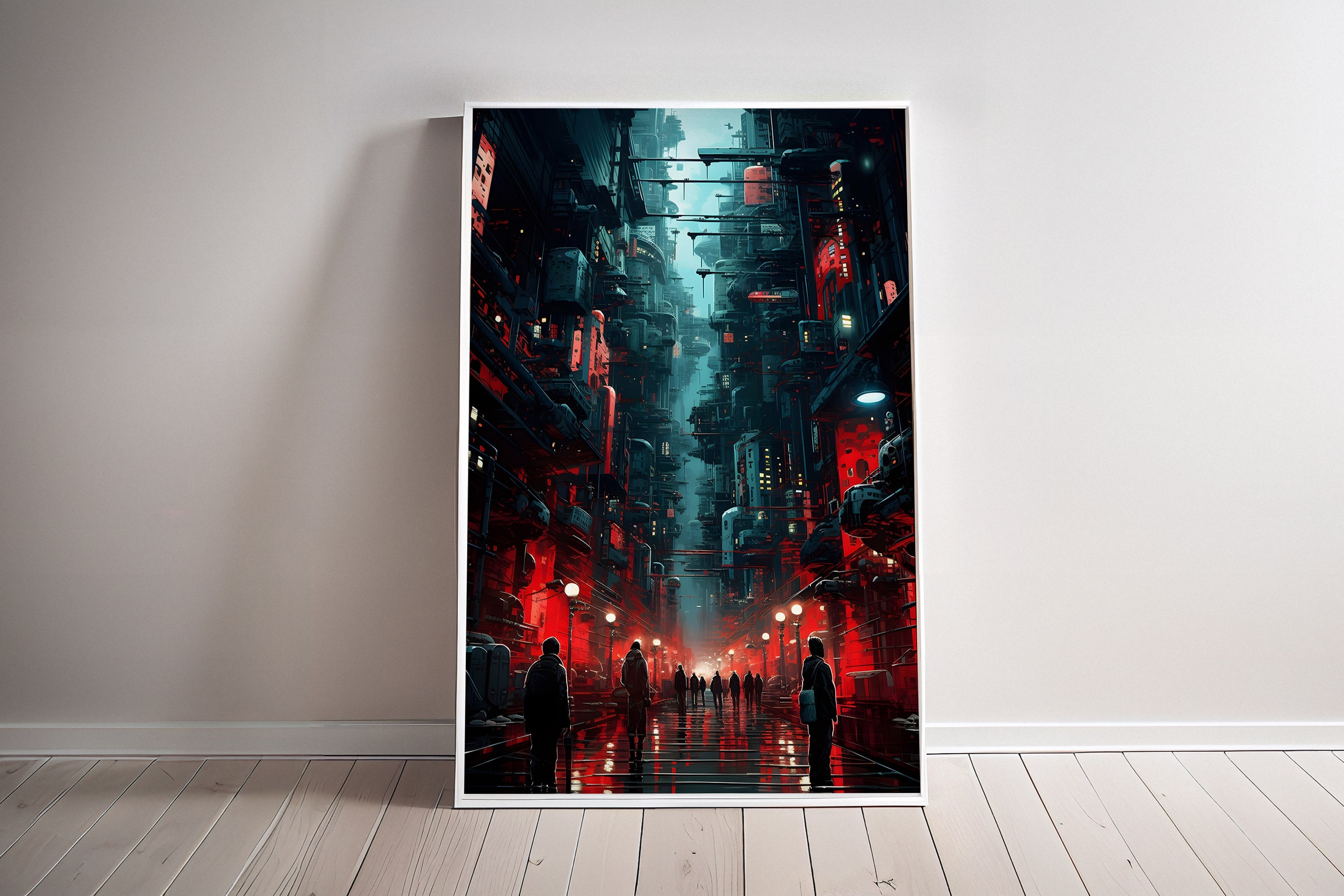 Cyberpunk Metropolis Print Futuristic Dark Poster Cyber Punk Wall Art ...