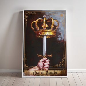 Ace of Swords Print Tarot Card Art Poster Suit of Swords Canvas ...