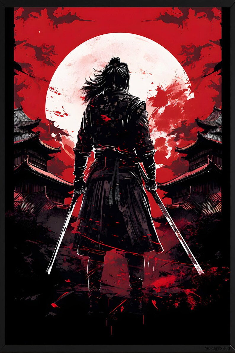 Bad Moon Samurai Poster Day Eastern Art Print Traditional Japanese ...