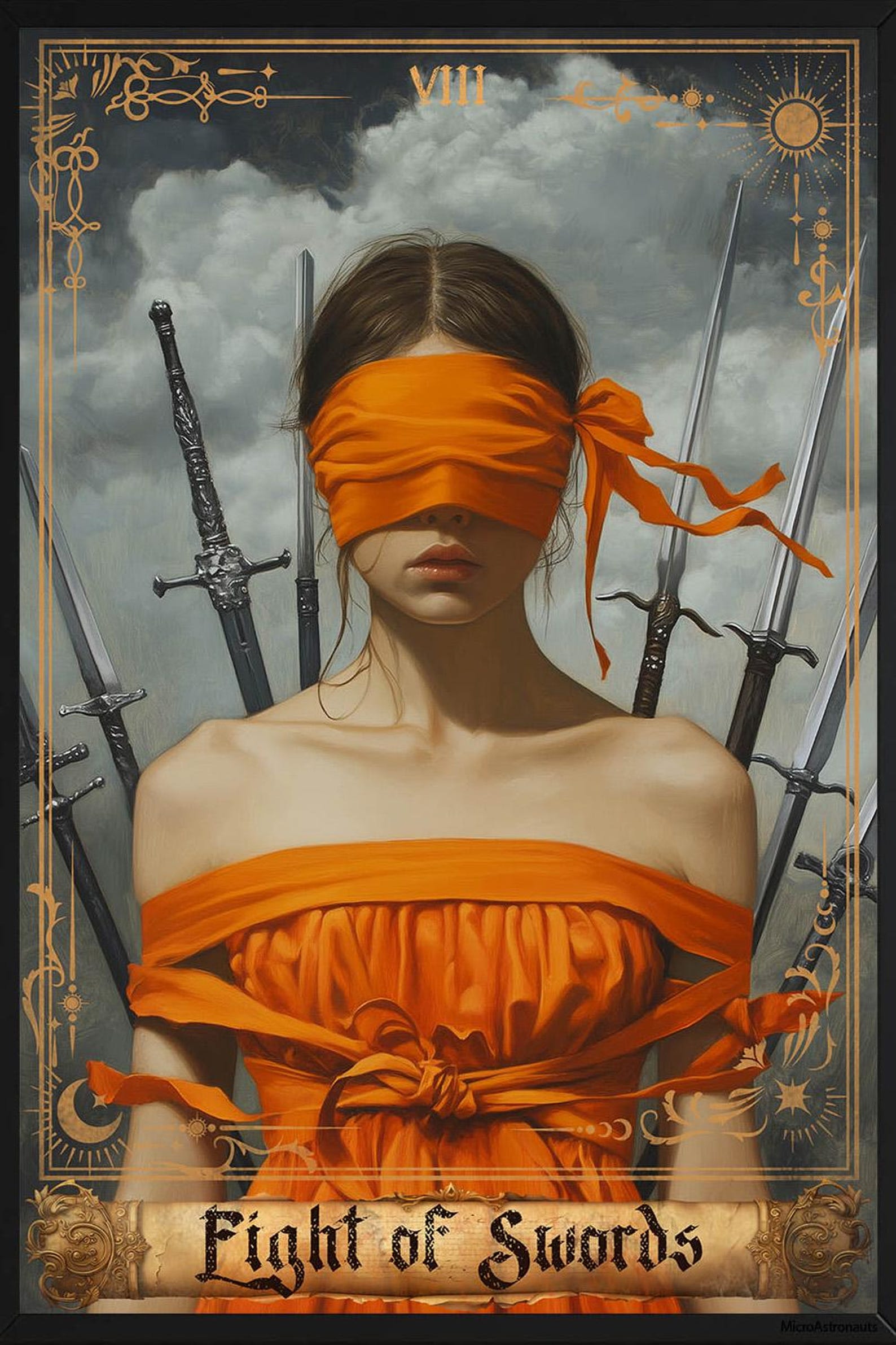 Eight of Swords Print Tarot Card Art Poster Suit of Swords 8 Canvas ...