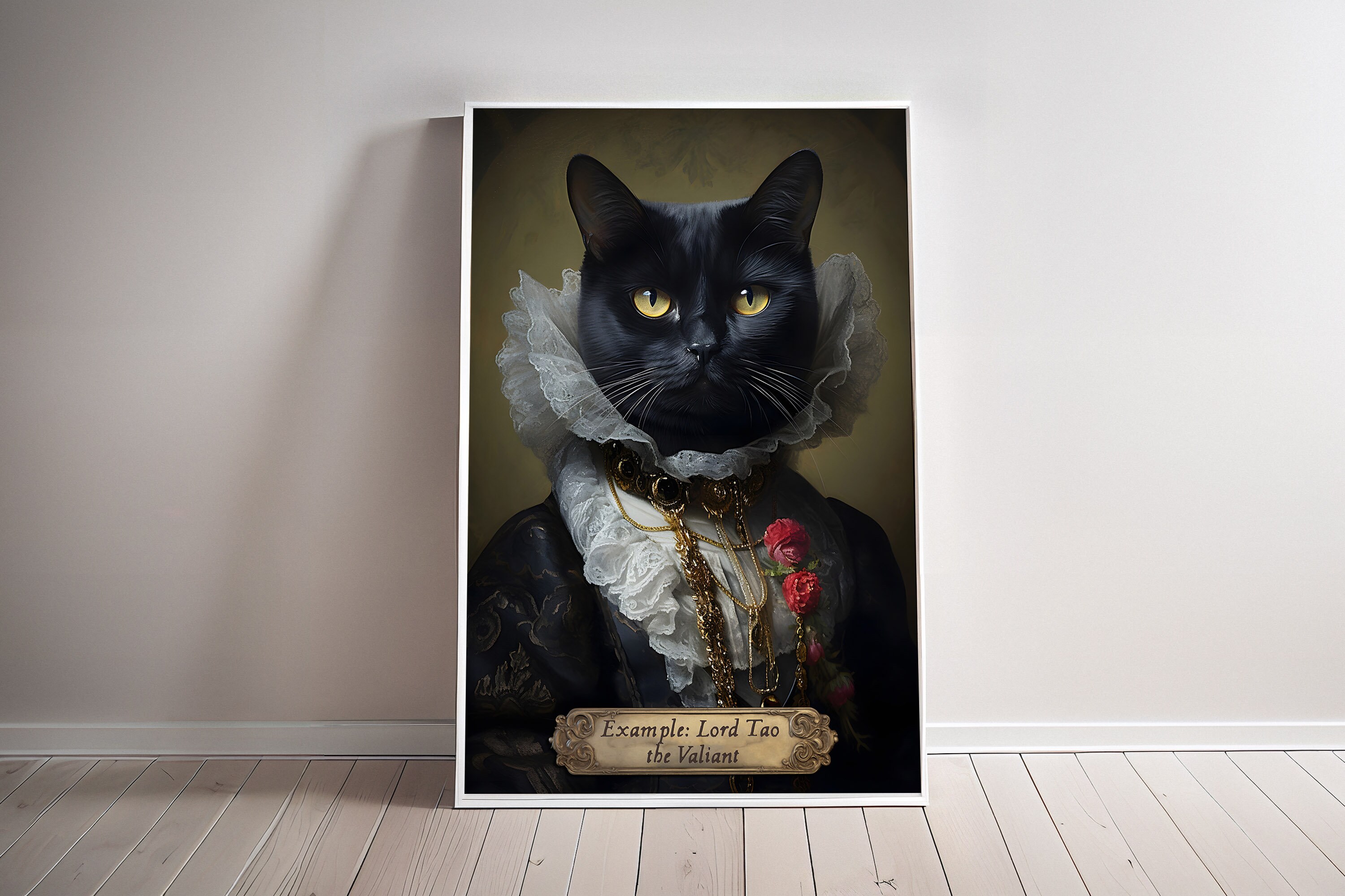 Personalized Black Cat Print Regal Renaissance Poster Custom Birthday ...