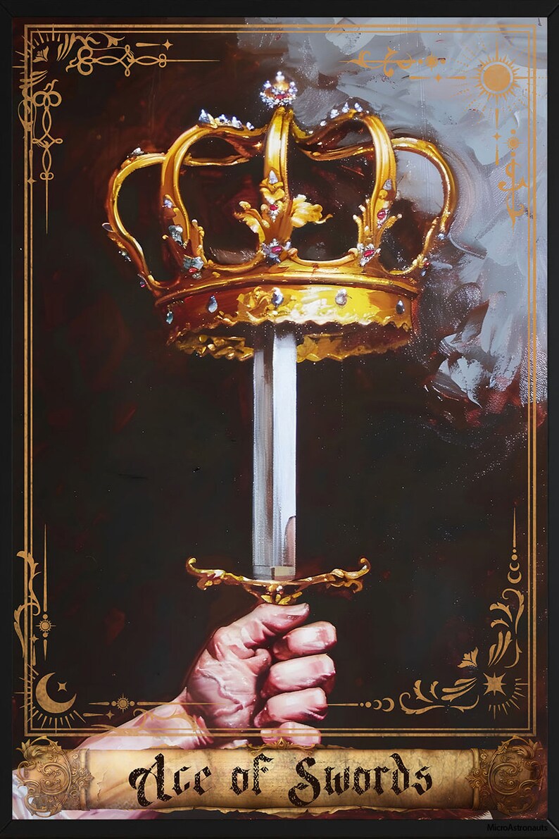 Ace of Swords Print Tarot Card Art Poster Suit of Swords Canvas ...