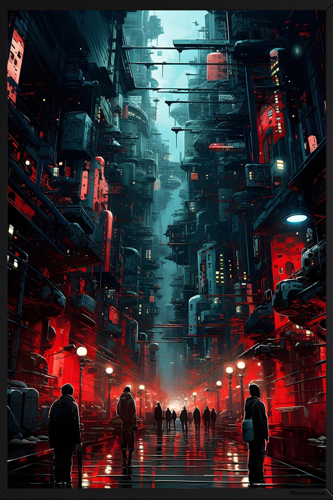 Cyberpunk Metropolis Print Futuristic Dark Poster Cyber Punk Wall Art ...