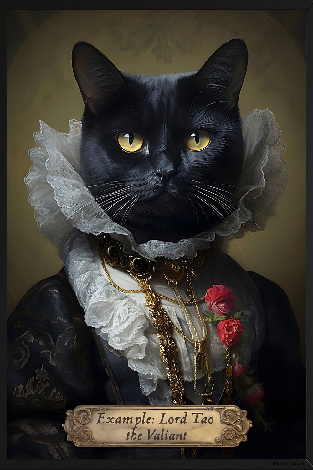 Personalized Black Cat Print Regal Renaissance Poster Custom Birthday ...