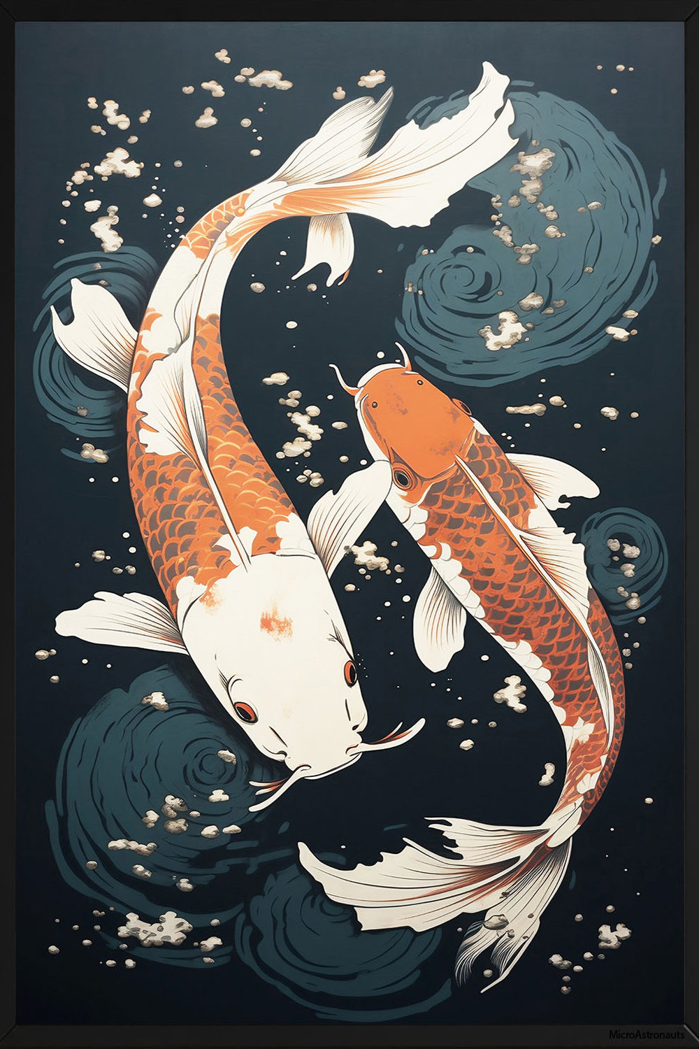 Ukiyo-e Koi Fish Print Japanese Traditional Wall Art Living - Etsy