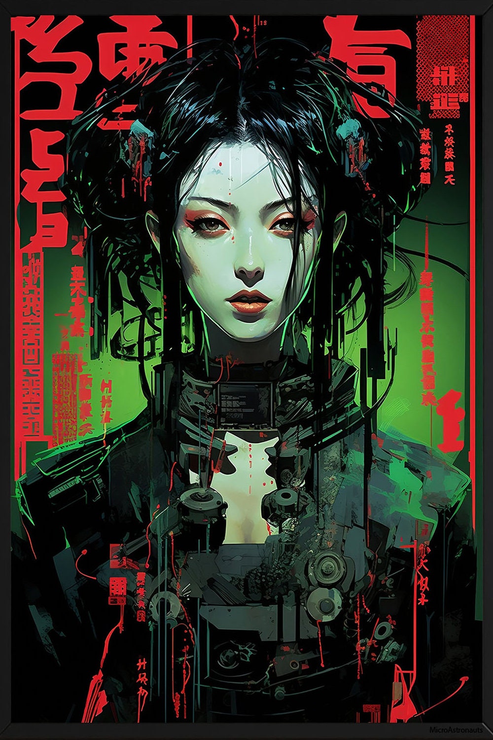 Cyberpunk Shadow Runner Print Cyber Punk Wall Art Geisha Poster Decor ...