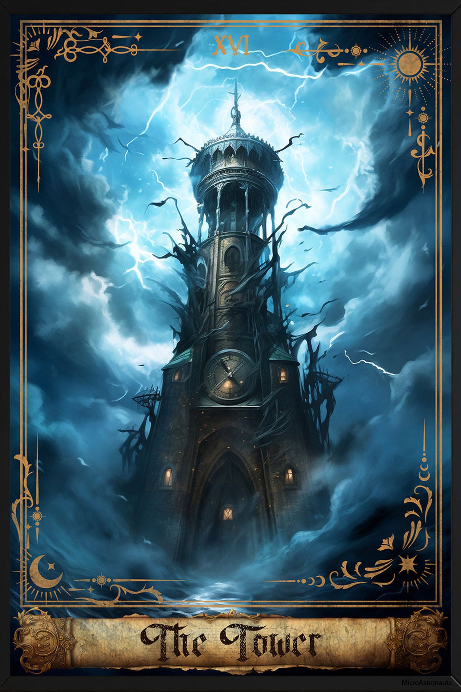 The Tower Tarot Card Poster Art Tarots Cards Major Arcana - Etsy