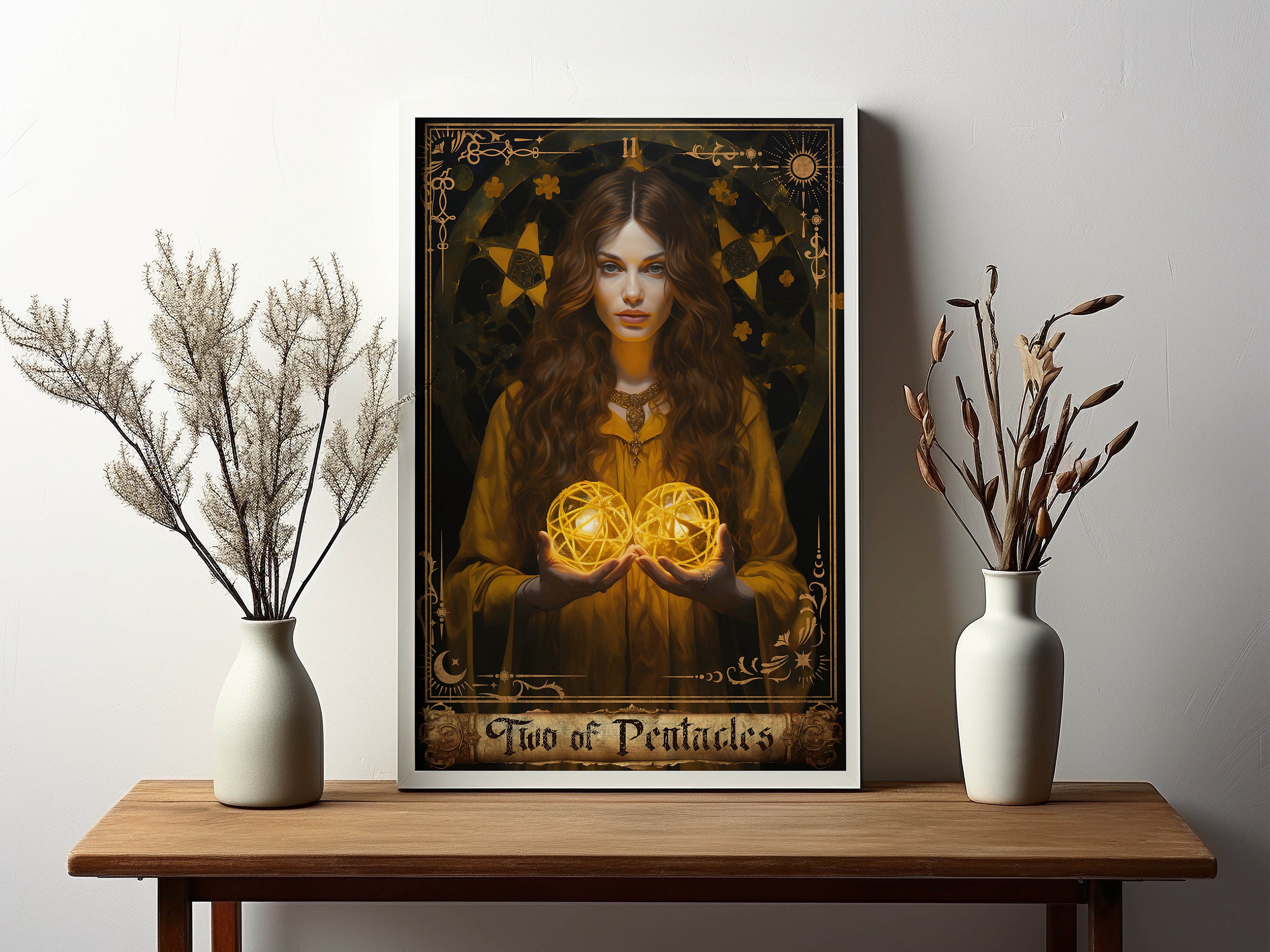 Two of Pentacles Print Tarot Card Art Poster Suit Pentacles Canvas ...
