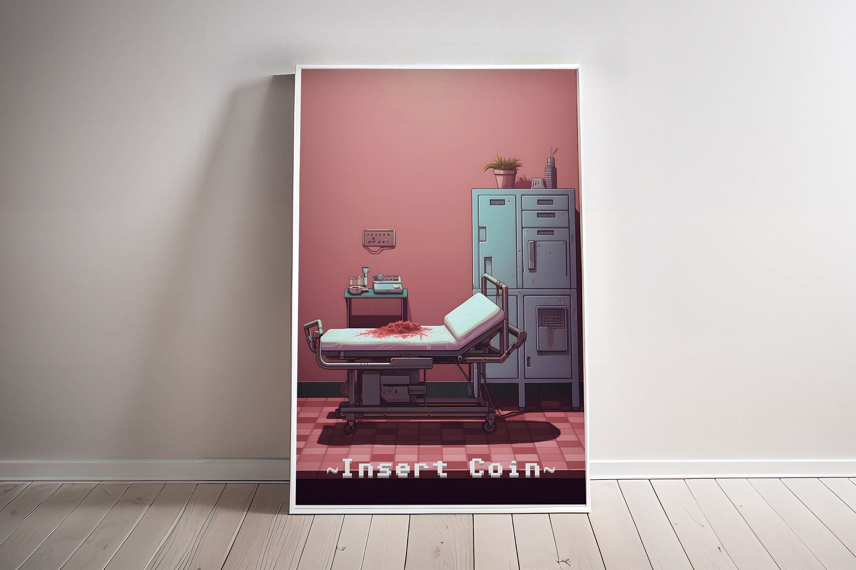 Retro Gore Game Print, Cyber Punk Wall Art Arcade Room Poster Comic ...