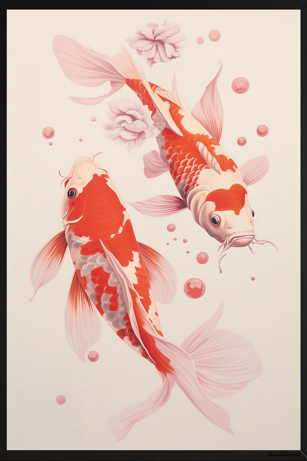 Ethereal Koi Fish Print Japanese Traditional Wall Art Living Room Wall ...