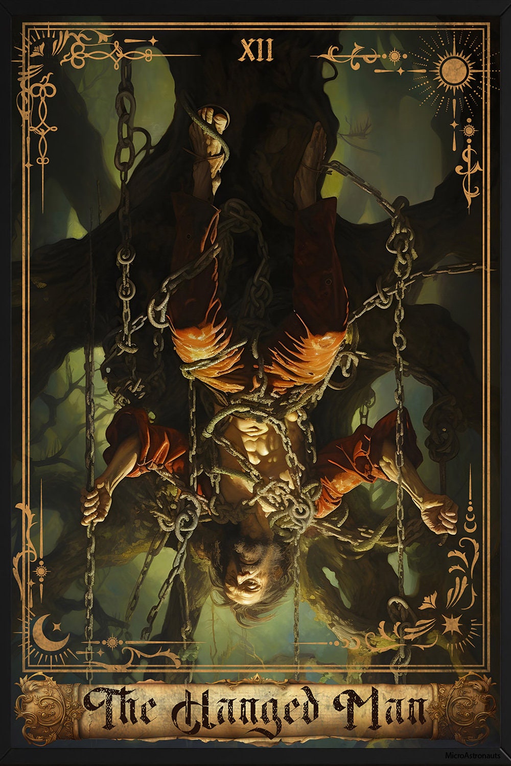 The Hanged Man Tarot Card Print Major Arcana Art Poster Hanged Canvas ...