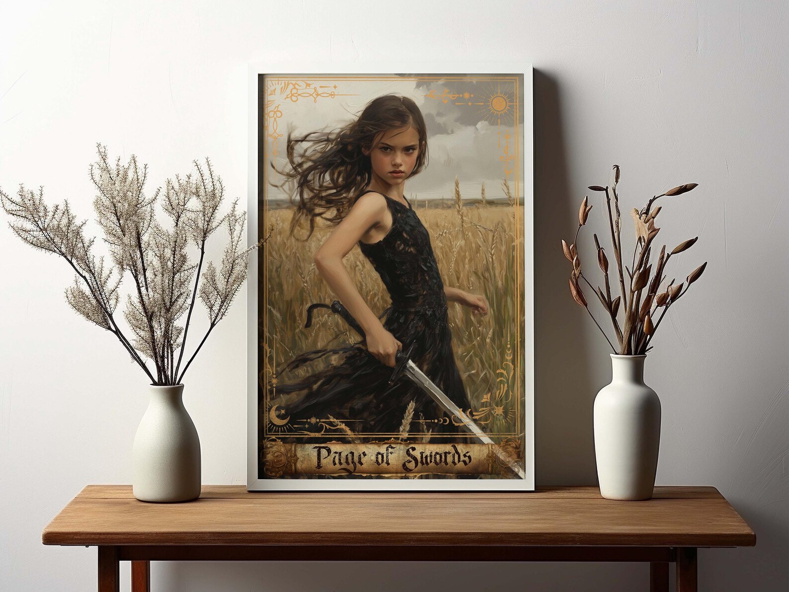 Page of Swords Print Tarot Card Art Poster Suit of Swords Canvas ...