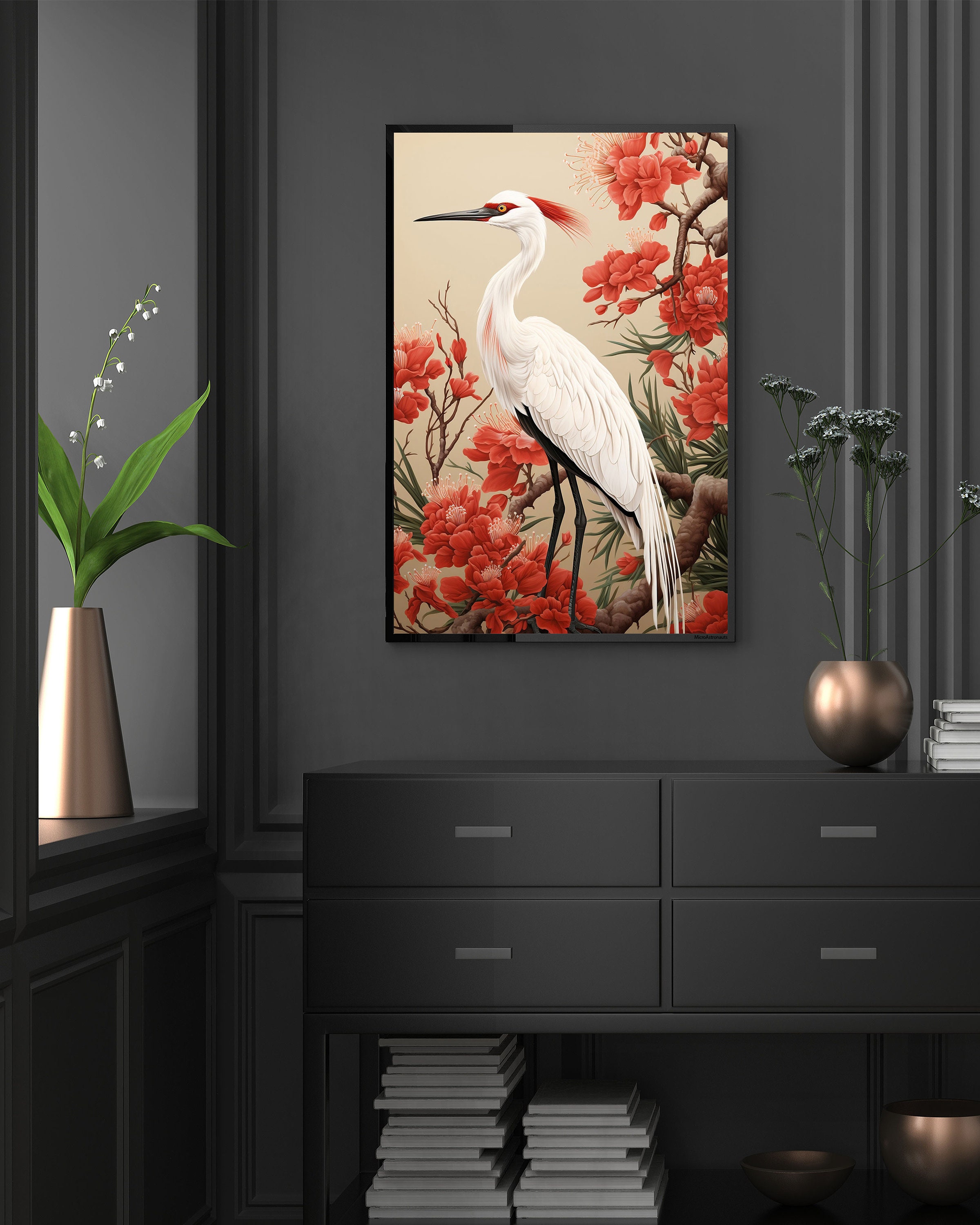 Traditional Japanese Crane Print Japanese Ukiyo-e Wall Art Living Room ...