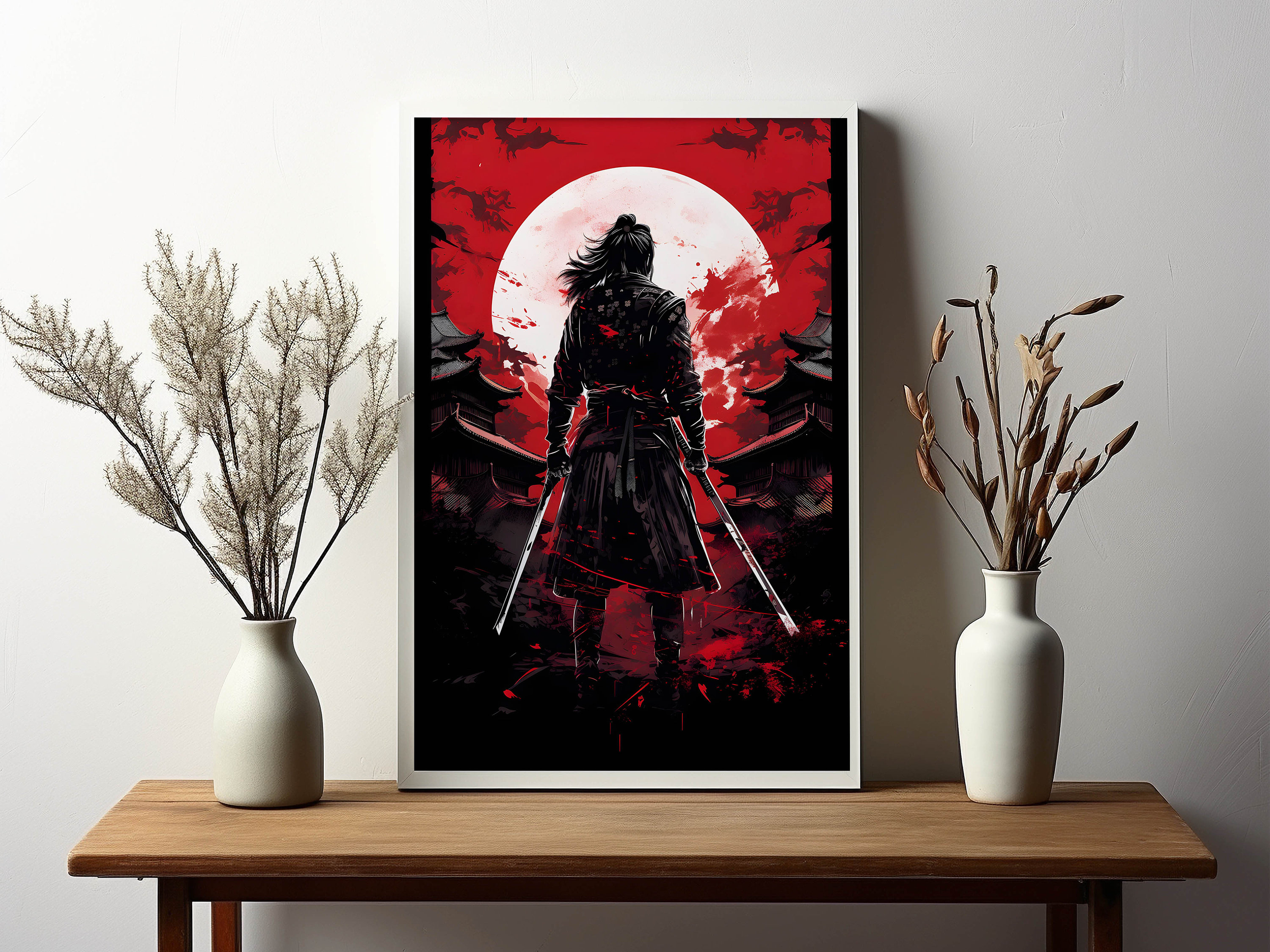 Bad Moon Samurai Poster Day Eastern Art Print Traditional Japanese ...