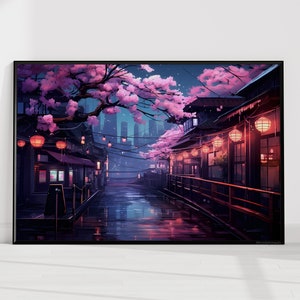 Cyberpunk Red Lantern Print Cyber Punk Wall Art Red Lights Poster ...