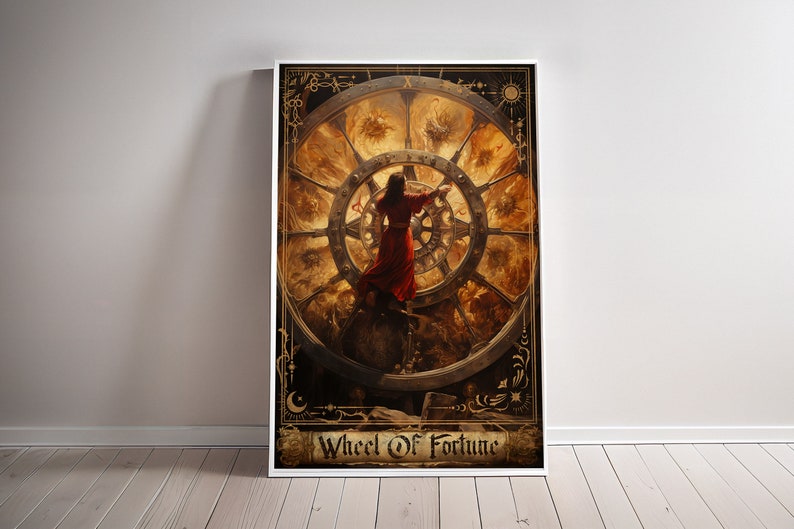 Wheel of Fortune Tarot Card Print Major Arcana Art Poster Wheel Canvas ...