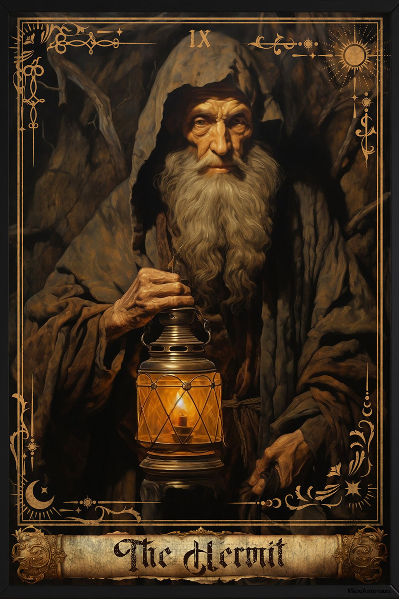 The Hermit Tarot Card Poster Art Tarots Cards Major Arcana Print the ...