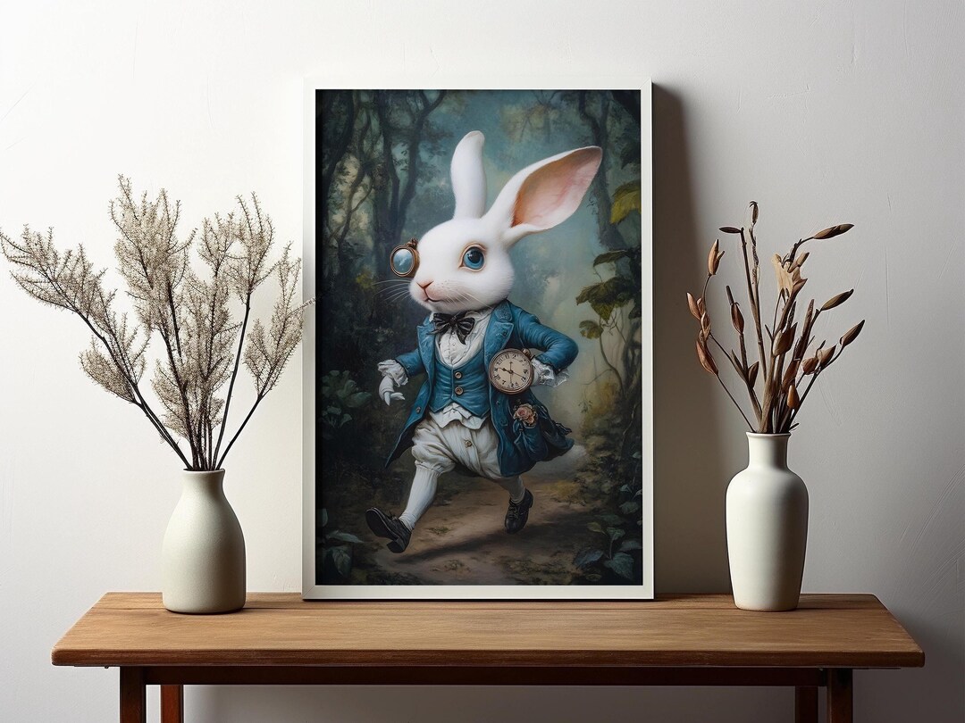 The White Rabbit Print Alice's Adventures in Wonderland Fan Clock ...