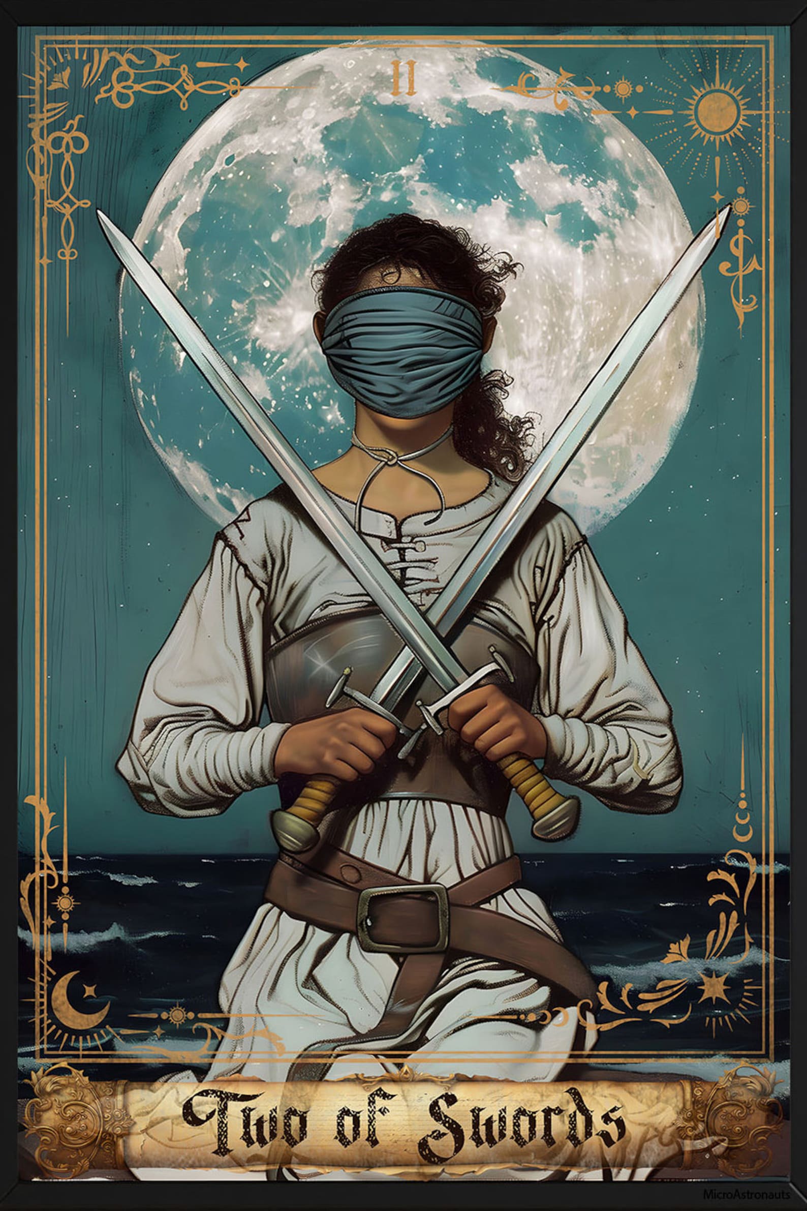 Two of Swords Print Tarot Card Art Poster Suit of Swords Canvas ...