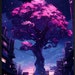 Cyberpunk Tree of Life Print, Cyber Punk Wall Art Cherry Blossom Poster ...