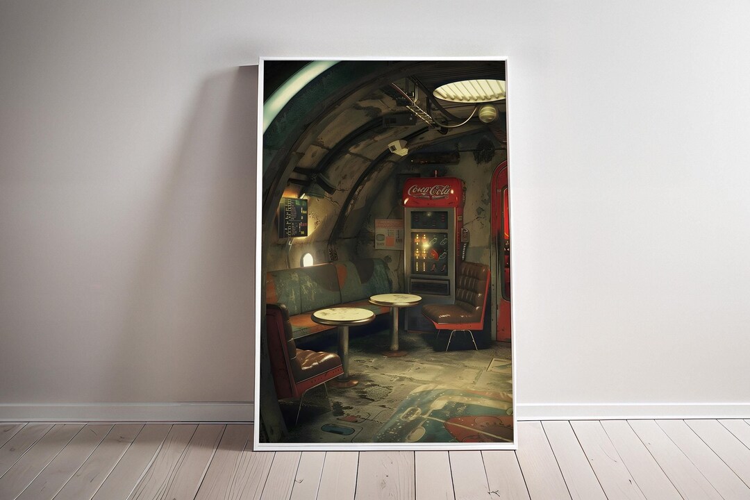 Retro Futuristic Bunker Print 2 Vintage 50s Retrofuturism Wall Art ...