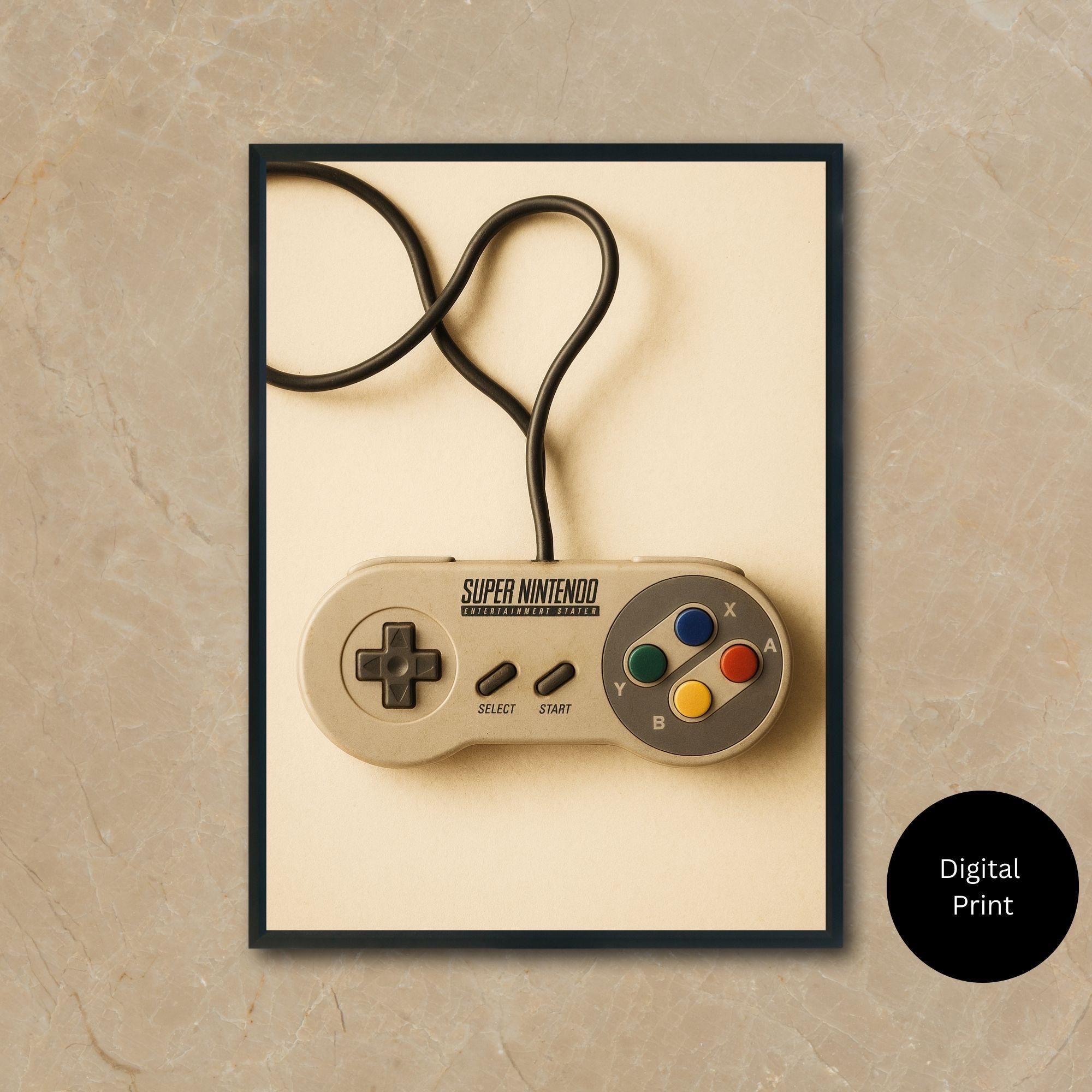 Retro Nintendo Wall Art – SNES Controller Digital Print | Vintage Gamer ...