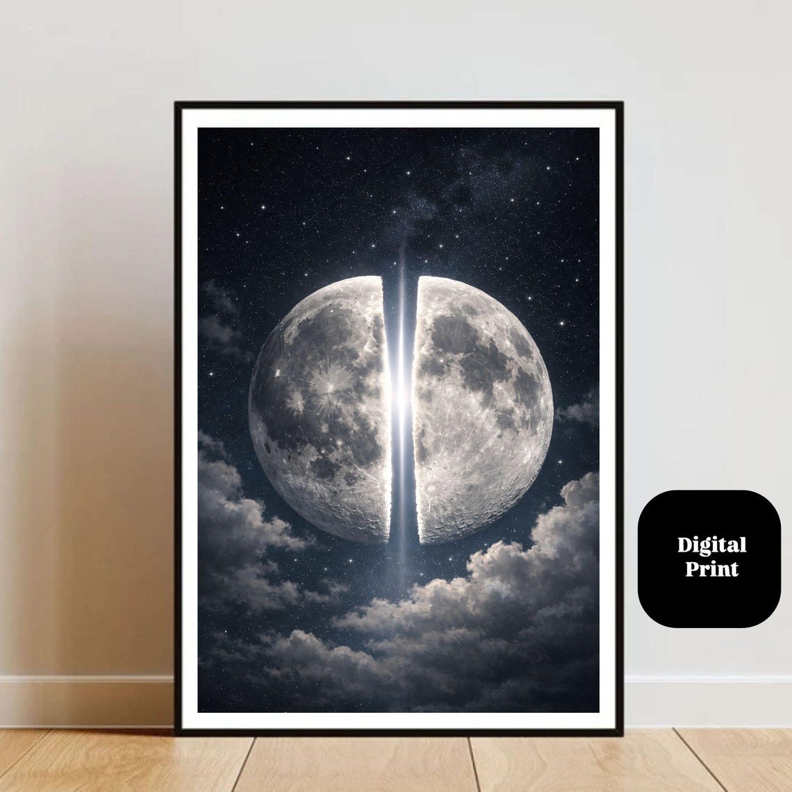 Prophet Muhammad Moon Split Islamic Wall Art (digital Print) - Etsy