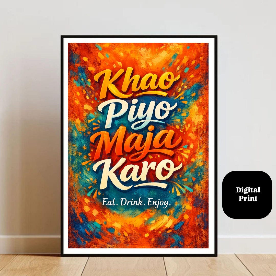 Gujarati Poster Wall Art (digital Print) | Khao Piyo Maja Karo - Etsy