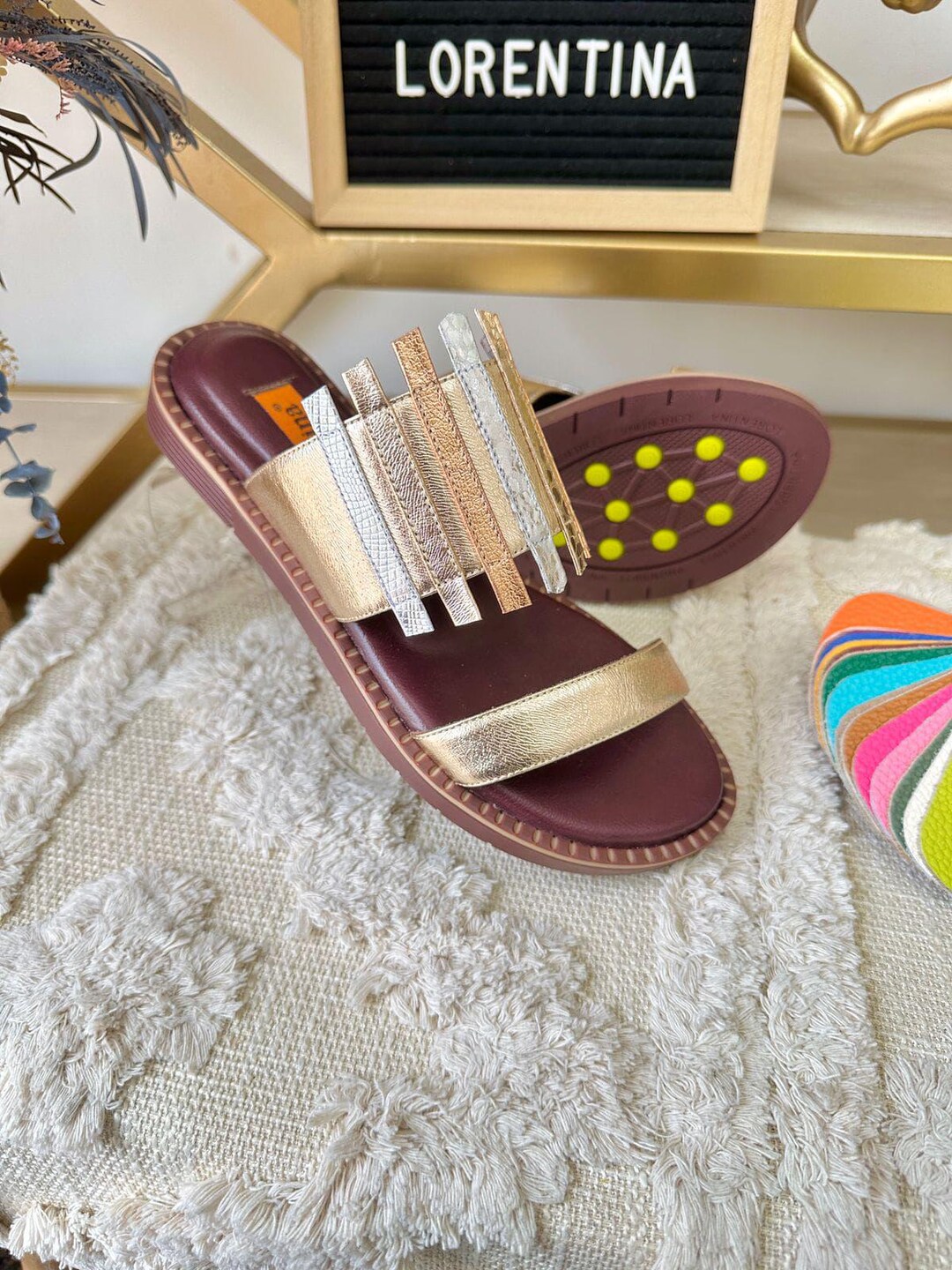 Handmade Multicolor Metallic Leather Sandals for Women – Colombian ...