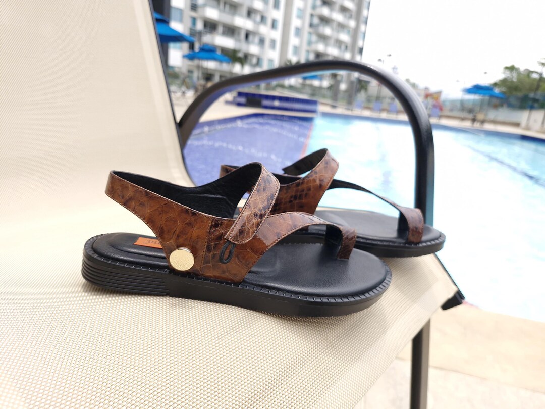 Handmade Brown Leather Sandals for Women – Minimalist Toe Ring Flats ...